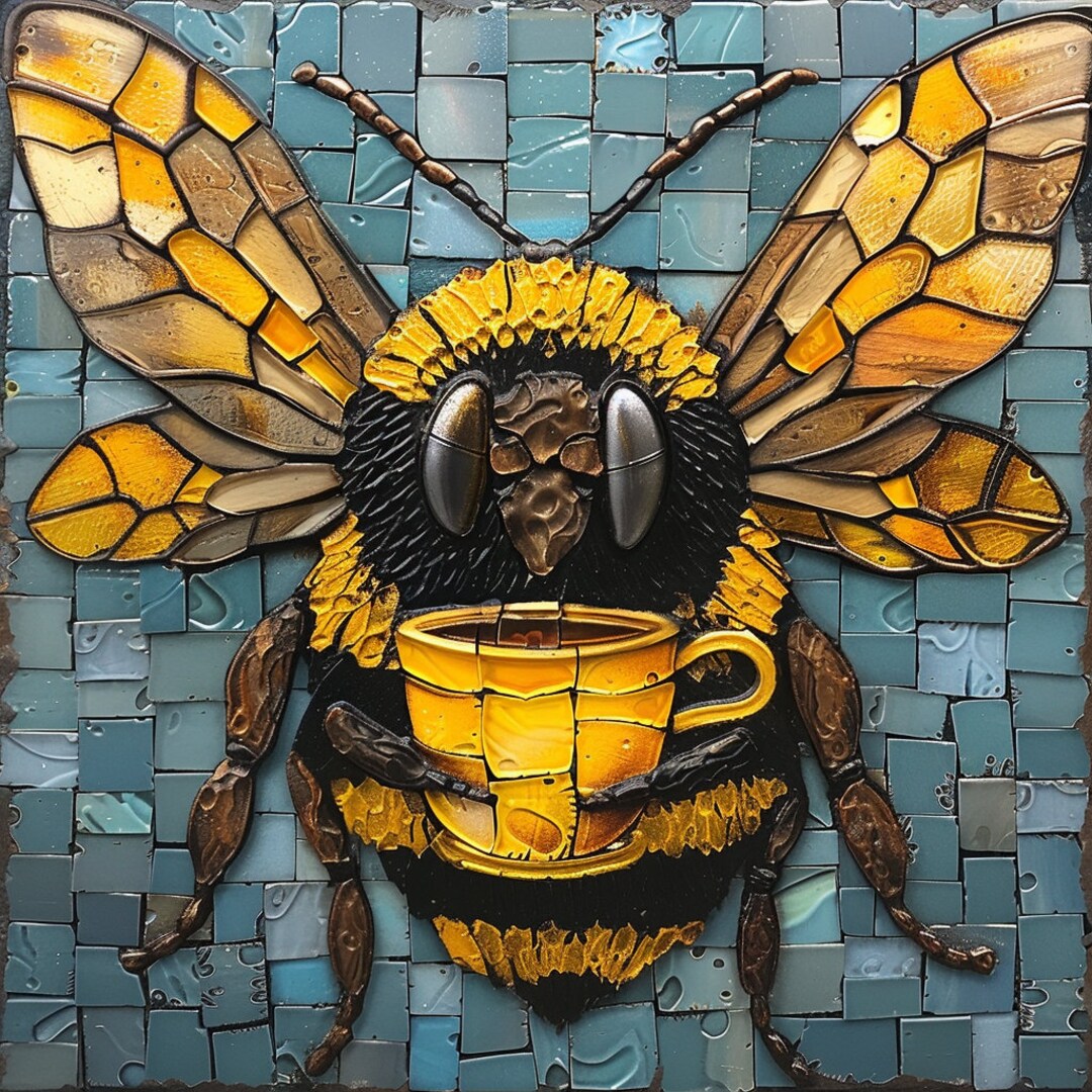 Bee Symmetry Coffee Ceramic Art Tile Decorative Glossy Tile for ...