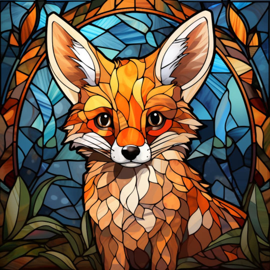 Baby Fox Stained Glass Window Cling Vinyl Window Decal Suncatcher ...