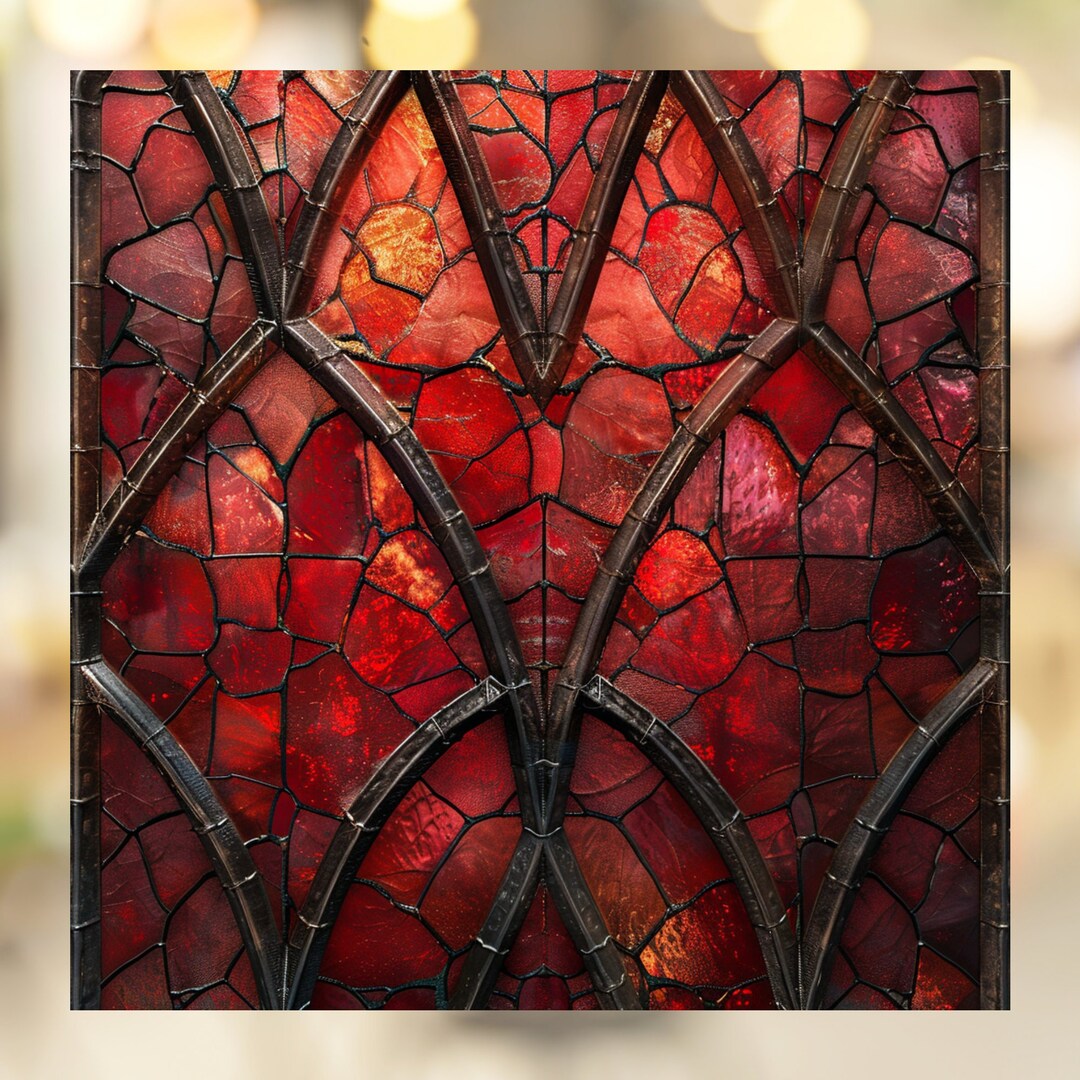 Firebrick Stained Glass Window Cling Gothic Decor Sticker Decal Window ...