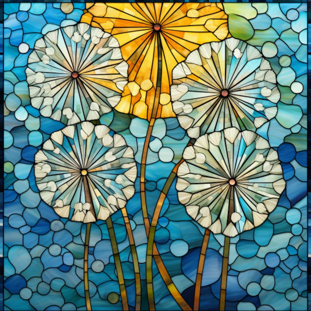 Dandelion Stained Glass Window Cling Dandelion Window Film Suncatcher ...