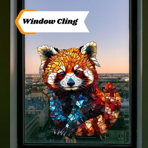 Red Panda Stained Glass Window Cling Window Sticker Decal - No Adhesive ...