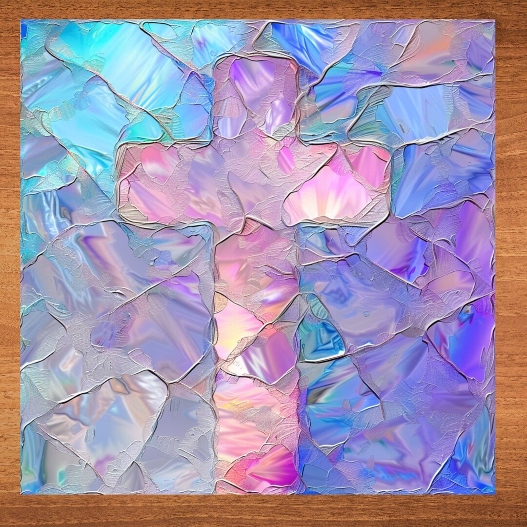 Cross Stained Glass Look Art on Glossy Ceramic Tile Tileful Artful ...