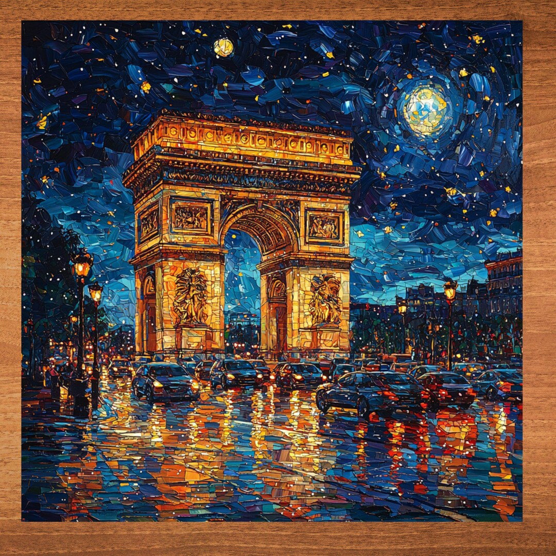 Arc De Triomphe at Night in Paris Ceramic Art Tile Glossy Tile Decor ...
