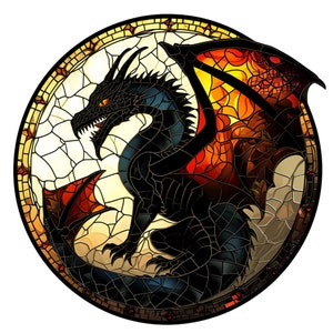 Dragon Stained Glass Window Cling Decal Sticker Window Film Dragoncore ...