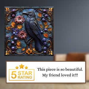 Raven Art Deco Ceramic Art Tile Decorative Glossy Tile for Bookshelf ...
