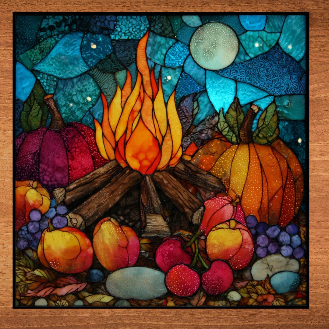 Pumpkin Bonfire Cozy Decorative Art Tile - Ceramic Tile Infused With ...