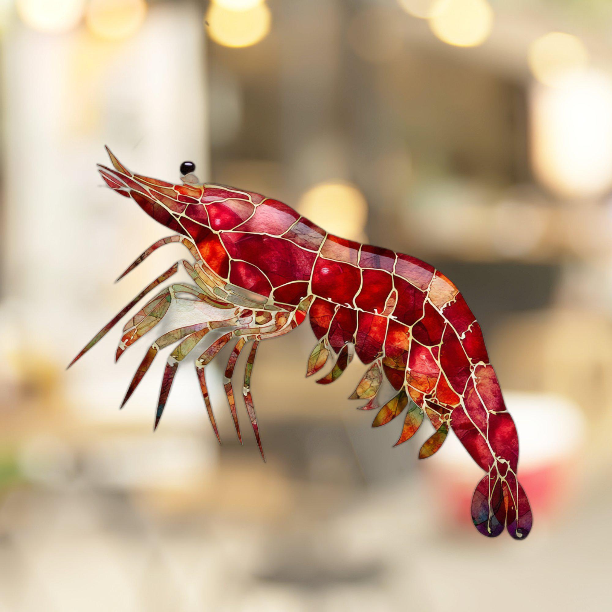 Cherry Shrimp Window Cling Stained Glass Look Decal Sticker Window Film ...