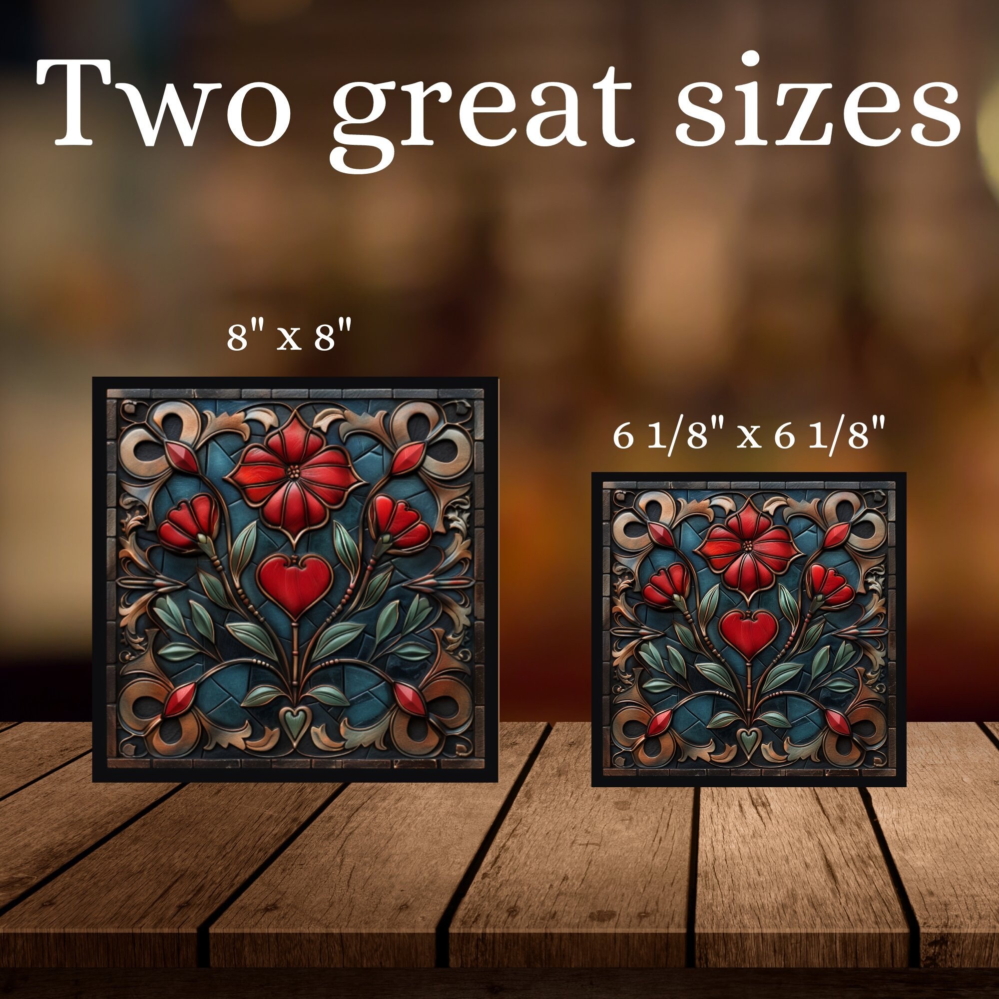 Bleeding Hearts Ceramic Art Tile Art Nouveau Deco Wall Decor Coffee ...