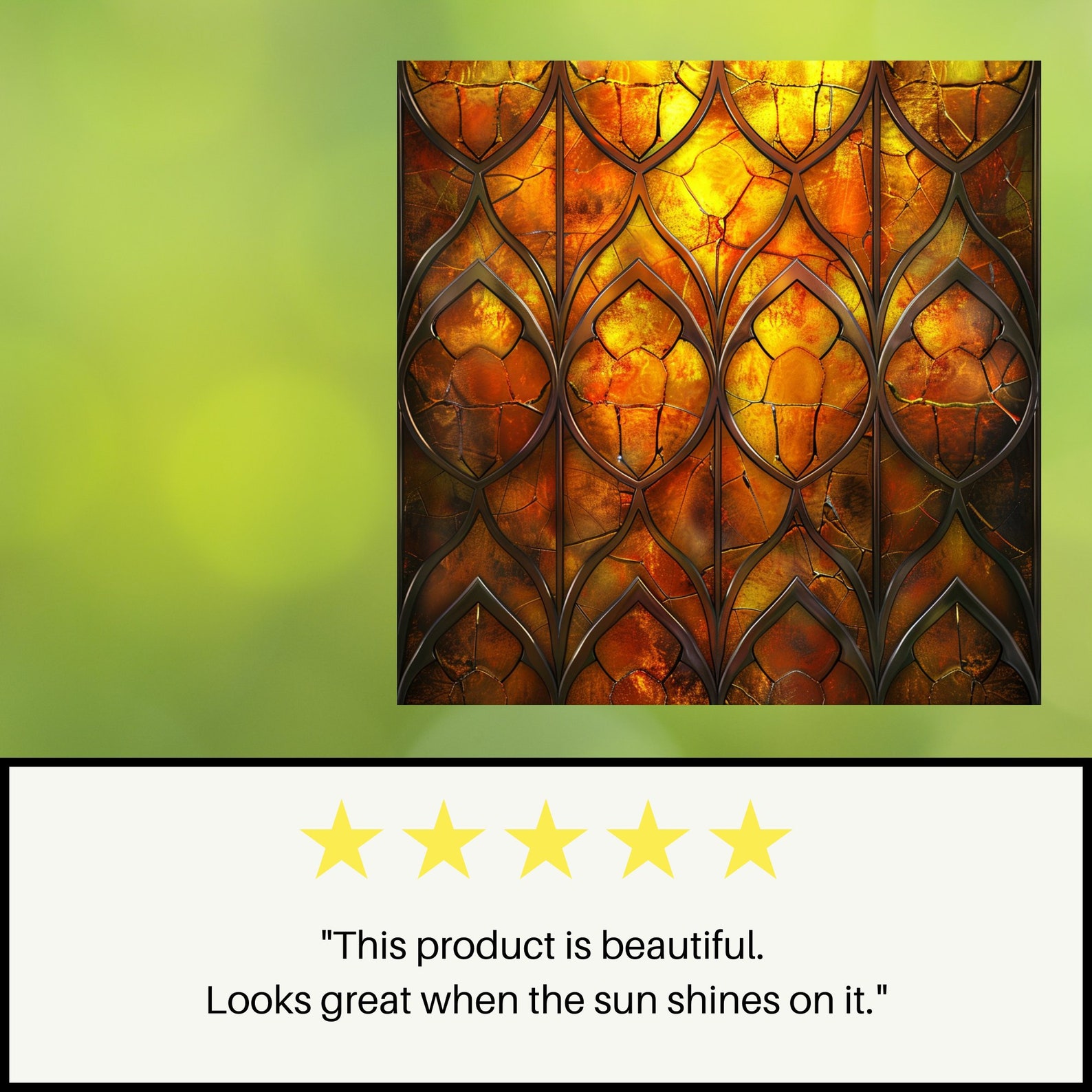 Copper Ember Stained Glass Window Cling Gothic Decor Sticker Decal ...