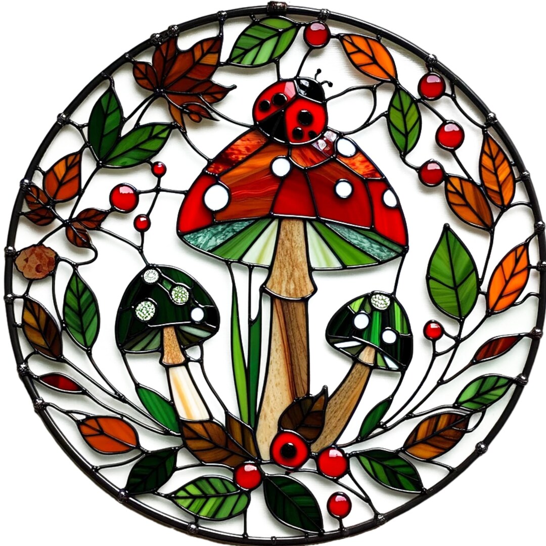 Fly Agaric Mushroom Stained Glass Window Cling. Home House Amanita. Fly ...