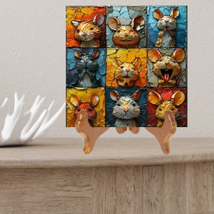 Mouse Expressions Stained Glass Look Art on Glossy Ceramic Decorative ...
