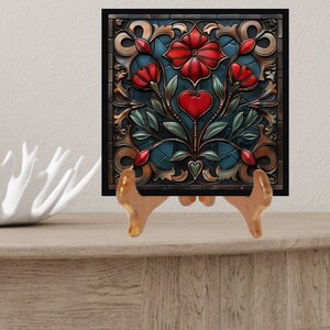 Bleeding Hearts Ceramic Art Tile Art Nouveau Deco Wall Decor Coffee ...