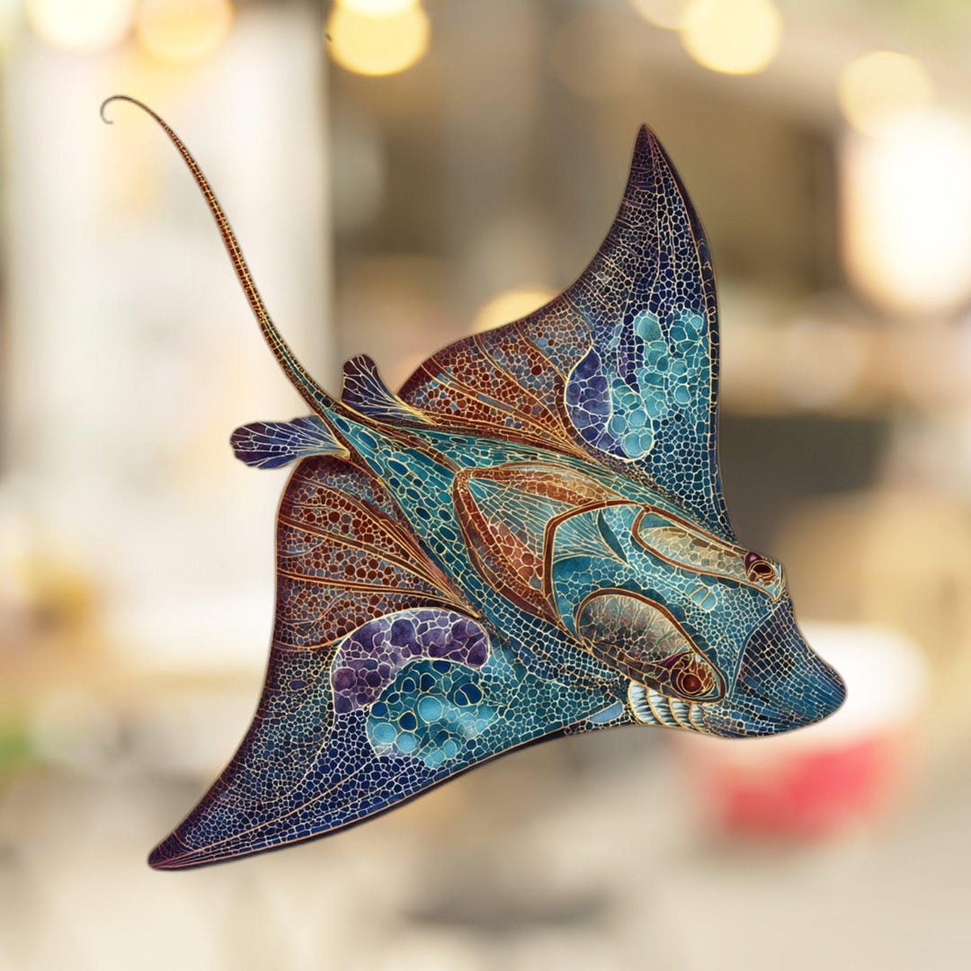 Eagle Ray Window Cling Stained Glass Look Decal Sticker Window Film No ...