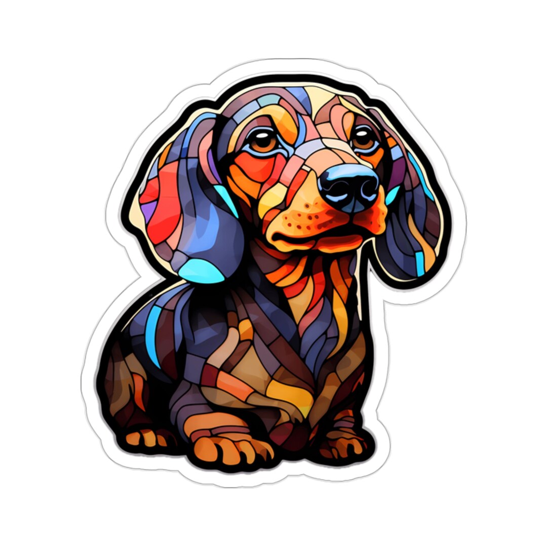 Dachshund Sticker Doxie Sticker Stained Glass Look Wiener Dog Decal ...