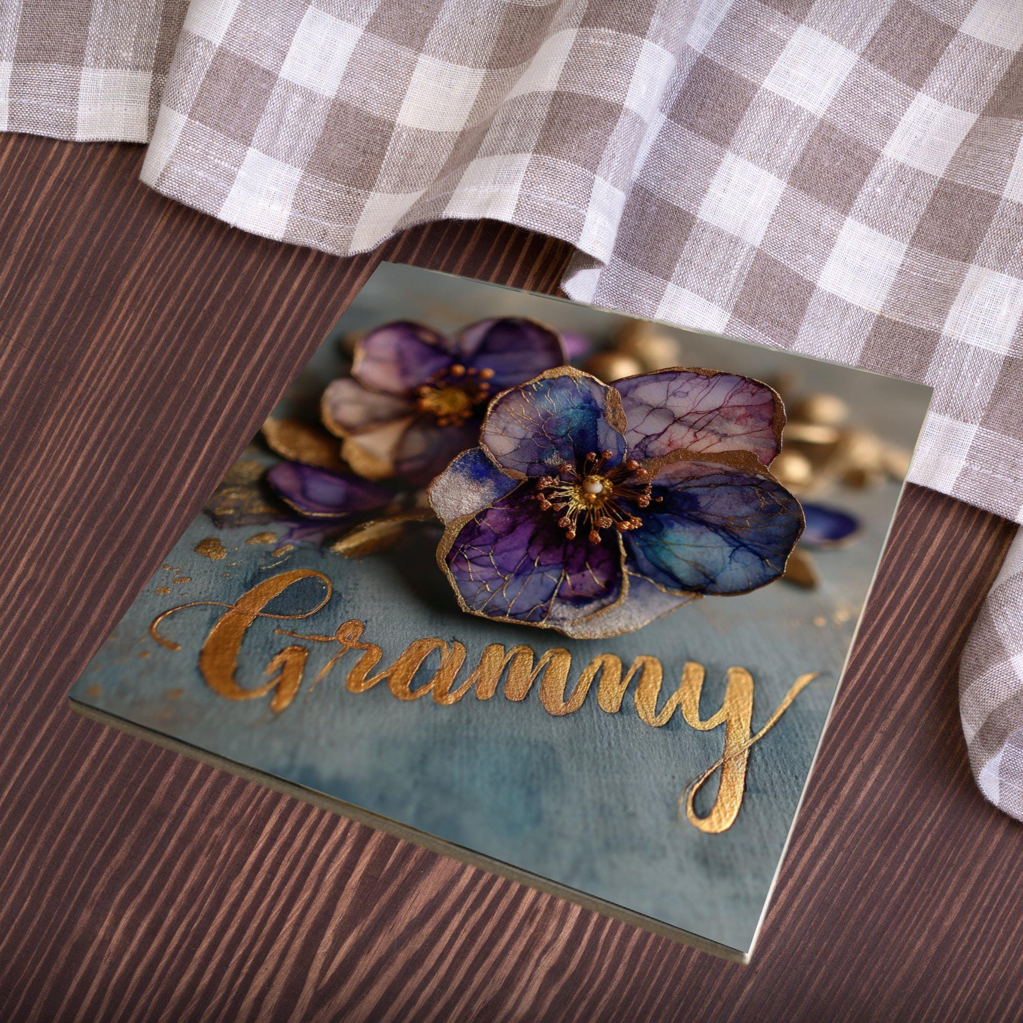 Grammy February Violet Ceramic Art Tile Customized With Birth Month ...