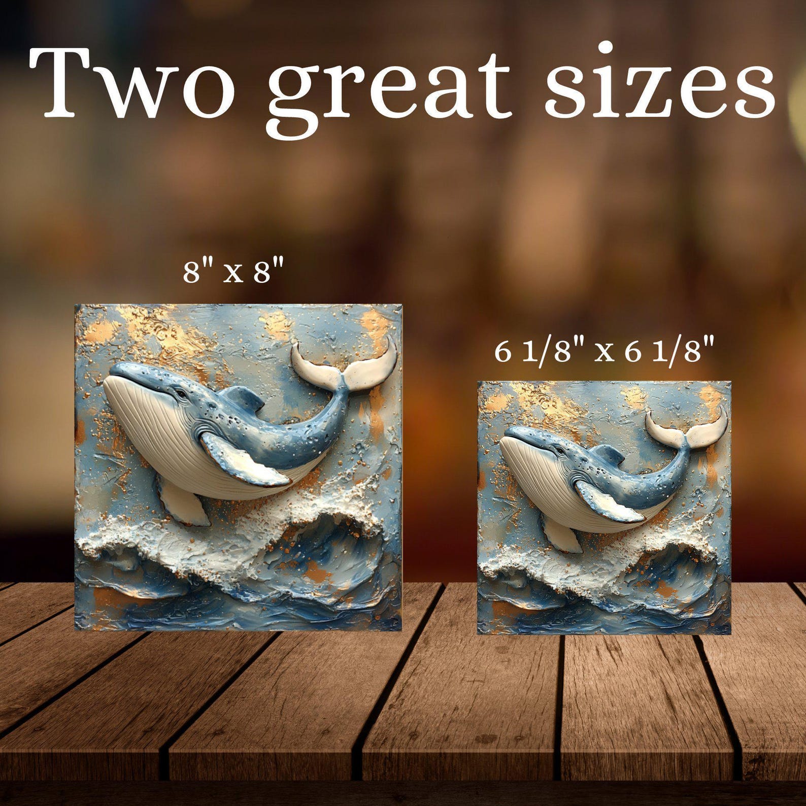 Blue Whale Decorative Tile Ceramic Art Tile Wall Decor Bookshelf Book ...