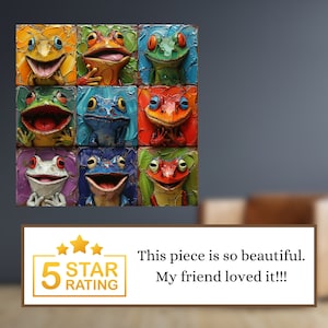 Frogs Panel Stained Glass Look Art on Glossy Ceramic Decorative Tile ...