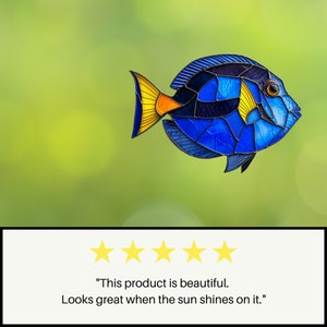 Blue Tang Stained Glass Window Cling Window Sticker Decal - No Adhesive ...