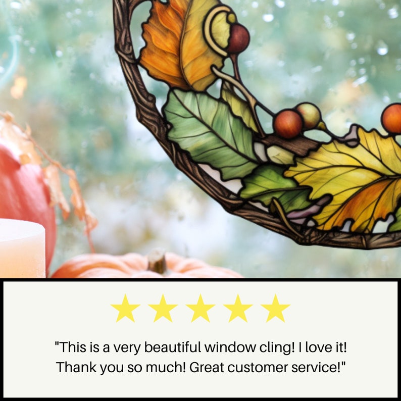 Cornucopia Wreath Stained Glass Window Cling Vinyl Window - Etsy