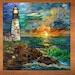Lighthouse Stained Glass Look Art on Glossy Ceramic Decorative Tile ...