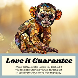 Capuchin Monkey Stained Glass Window Cling Window Sticker Decal - No ...