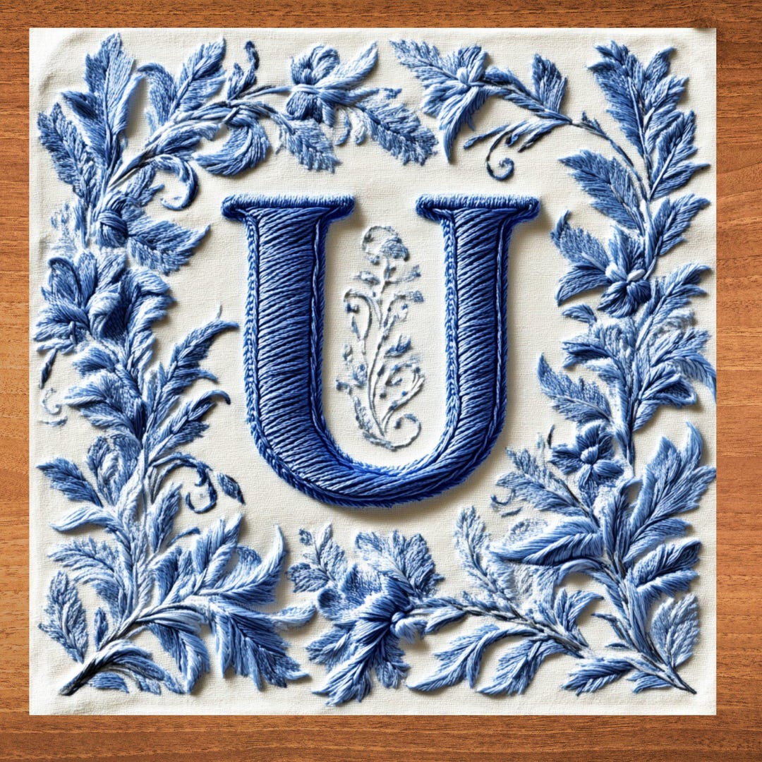 U Letter Monogram Ceramic Art Tile Grandmillennial Style Decor Home Art ...