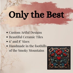 Bleeding Hearts Ceramic Art Tile Art Nouveau Deco Wall Decor Coffee ...