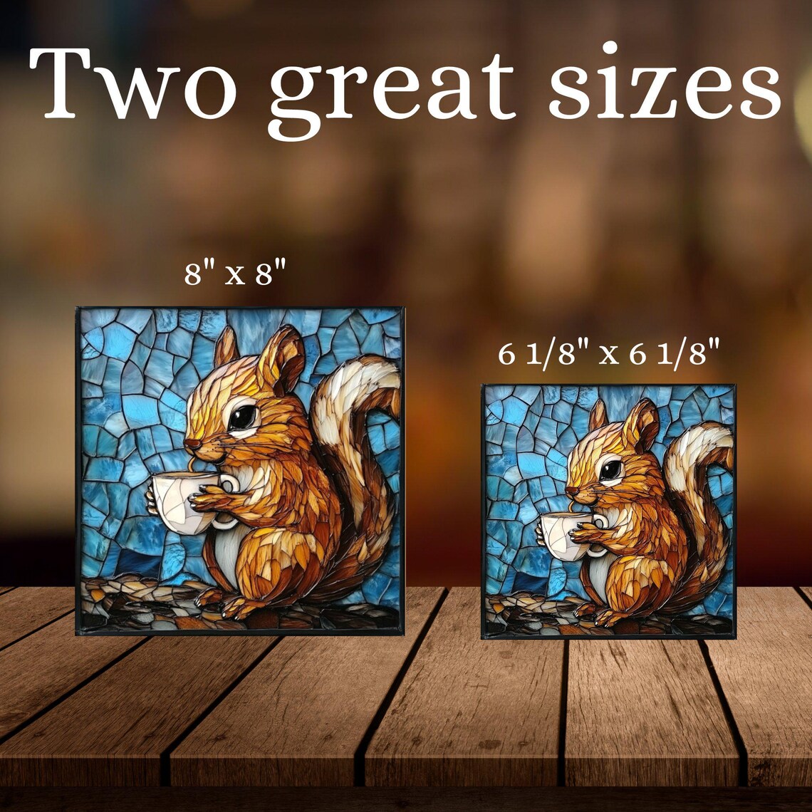 Squirrel Drinking Coffee Ceramic Tile Art Decor for Bookshelf Book Nook ...