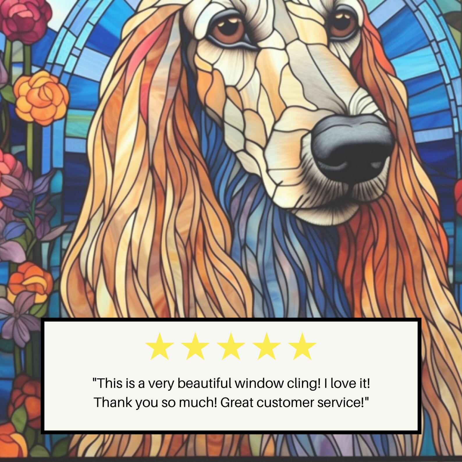 Bernese Mountain Dog Stained Glass Window Cling Easy to Reposition ...