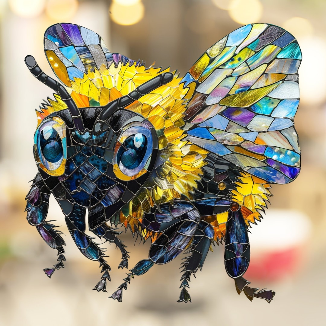 Bumblebee Adorable Stained Glass Window Cling Sticker Decal Vinyl ...