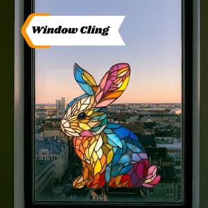 Bunny Stained Glass Window Cling Window Sticker Decal - No Adhesive ...
