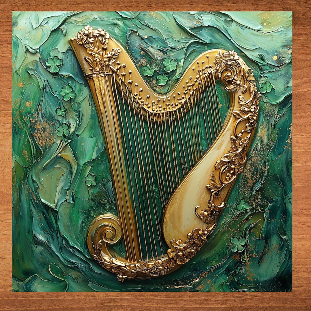 Irish Harp Ceramic Art Tile Artful Bookshelf Book Nook Wall Decor Gift ...
