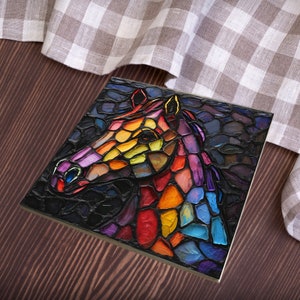 Horse Stained Glass Look Art on Glossy Ceramic Tile Tileful Artful ...