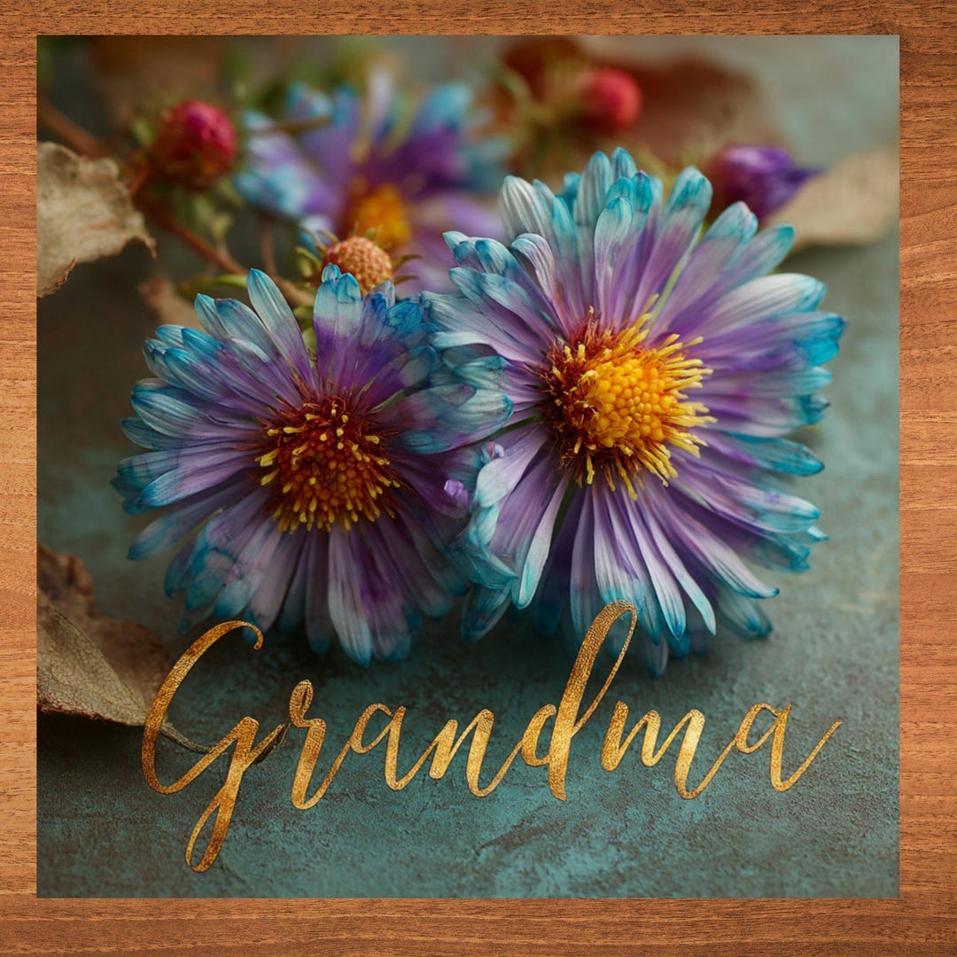 Grandma September Aster Ceramic Art Tile Customized With Birth Month ...