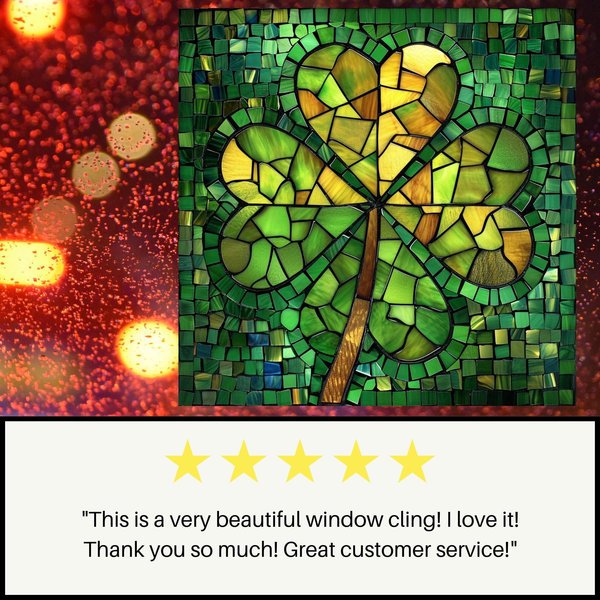 Four-leaf Clover Stained Glass Window Cling to Celebrate Saint Patrick ...