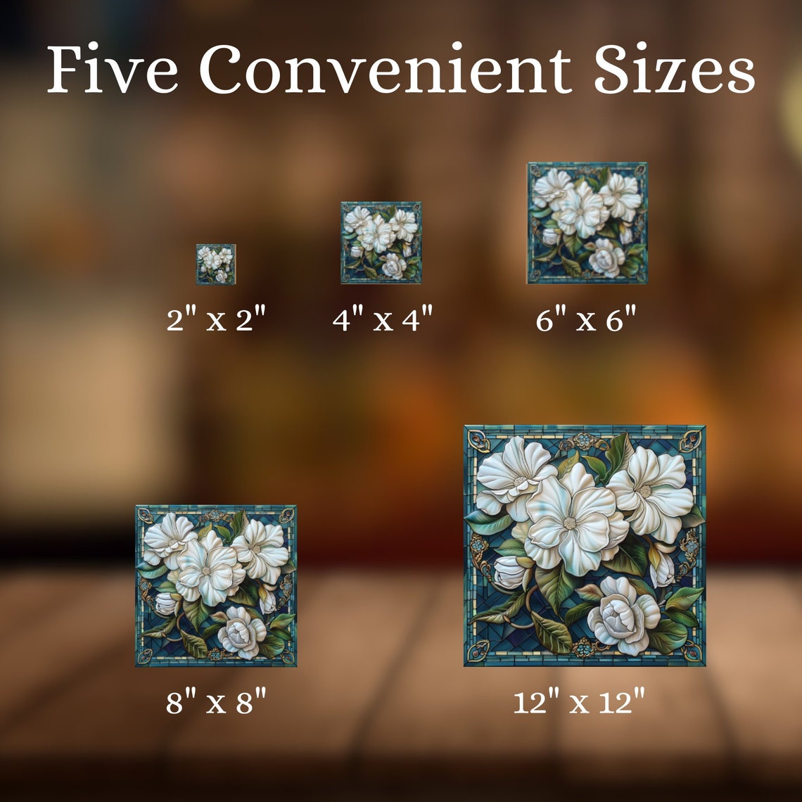 Gardenias Ceramic Art Tile Art Nouveau Deco Wall Decor Coffee Table ...