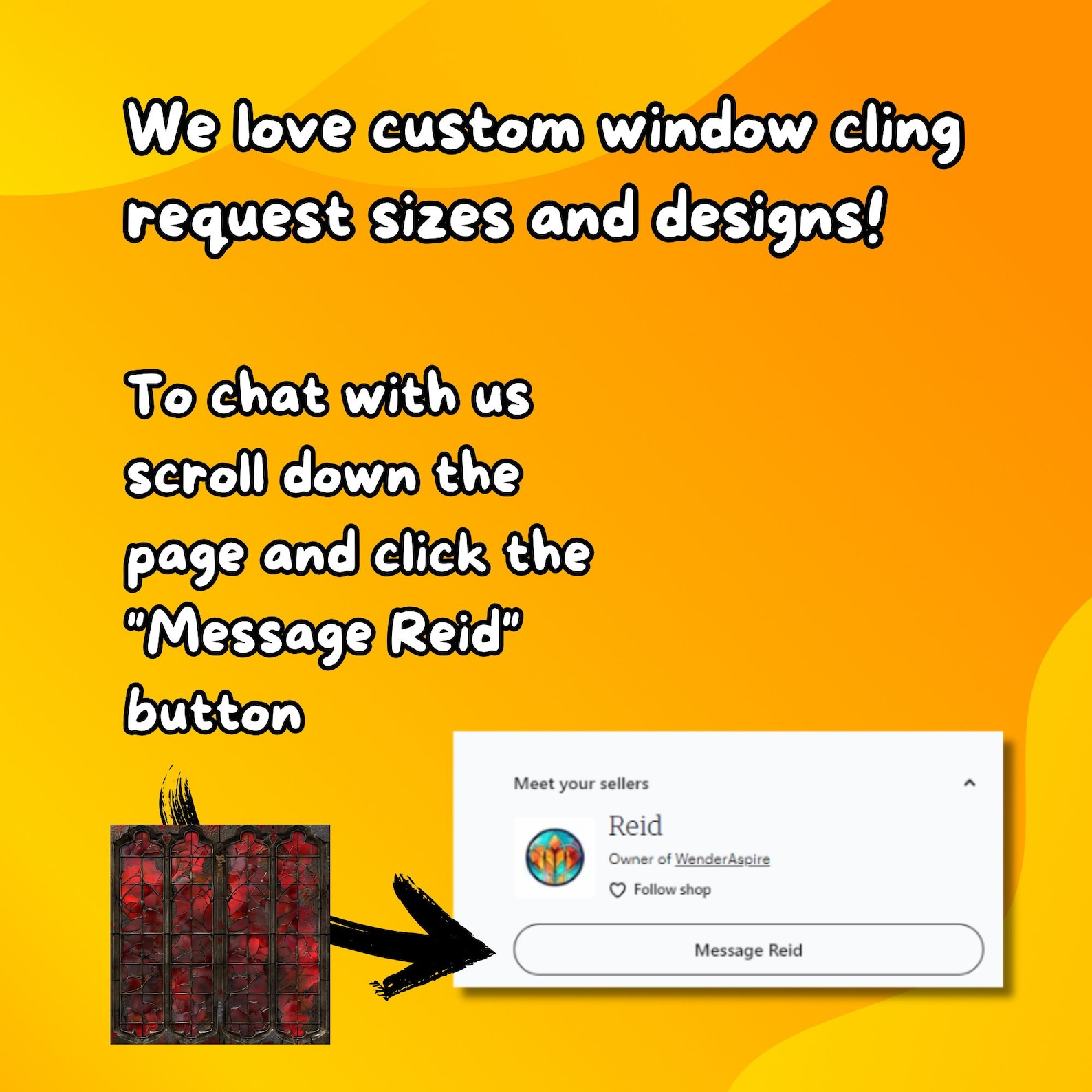 Firebrick Stained Glass Window Cling Gothic Decor Sticker Decal Window ...