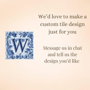 W Letter Monogram Ceramic Art Tile Grandmillennial Style Decor Home Art ...