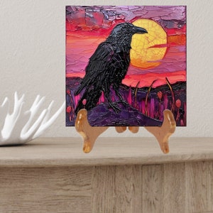 Gothic Raven Stained Glass Look Art on Glossy Ceramic Tile Tileful ...