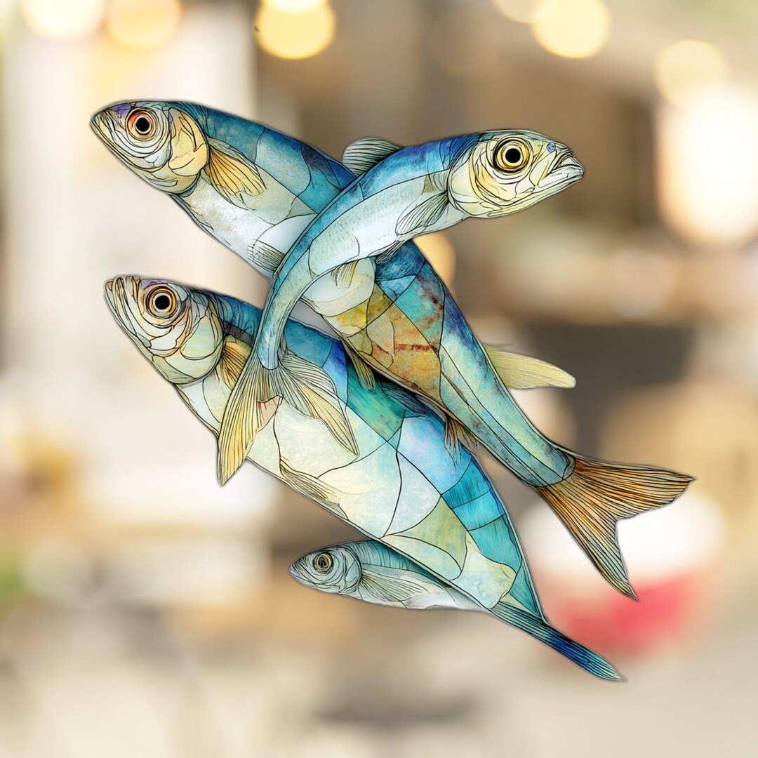 Herring Window Cling Stained Glass Look Decal Sticker Window Film No ...