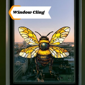 Bumblebee Stained Glass Window Cling Decal Sticker Window Film Reusable ...