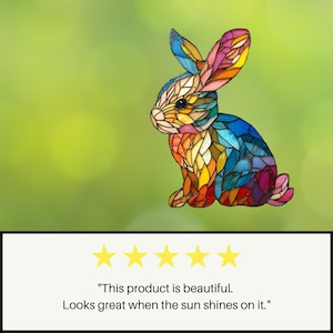 Bunny Stained Glass Window Cling Window Sticker Decal - No Adhesive ...