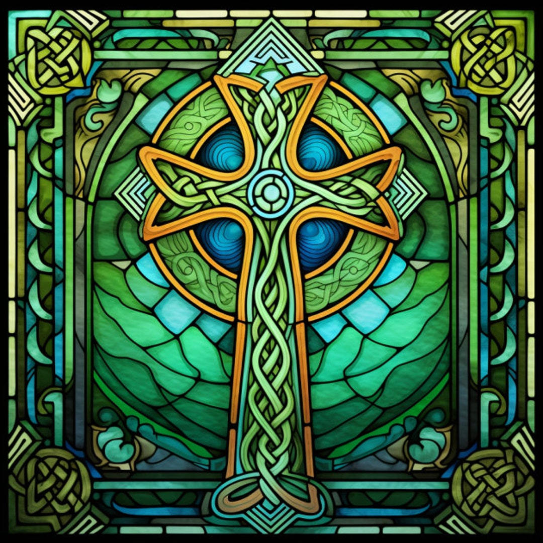 Celtic Cross Stained Glass Window Cling – Available in Standard ...