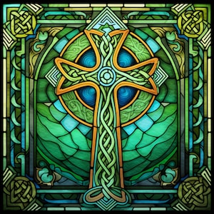 Celtic Cross Stained Glass Window Cling – Available in Standard ...