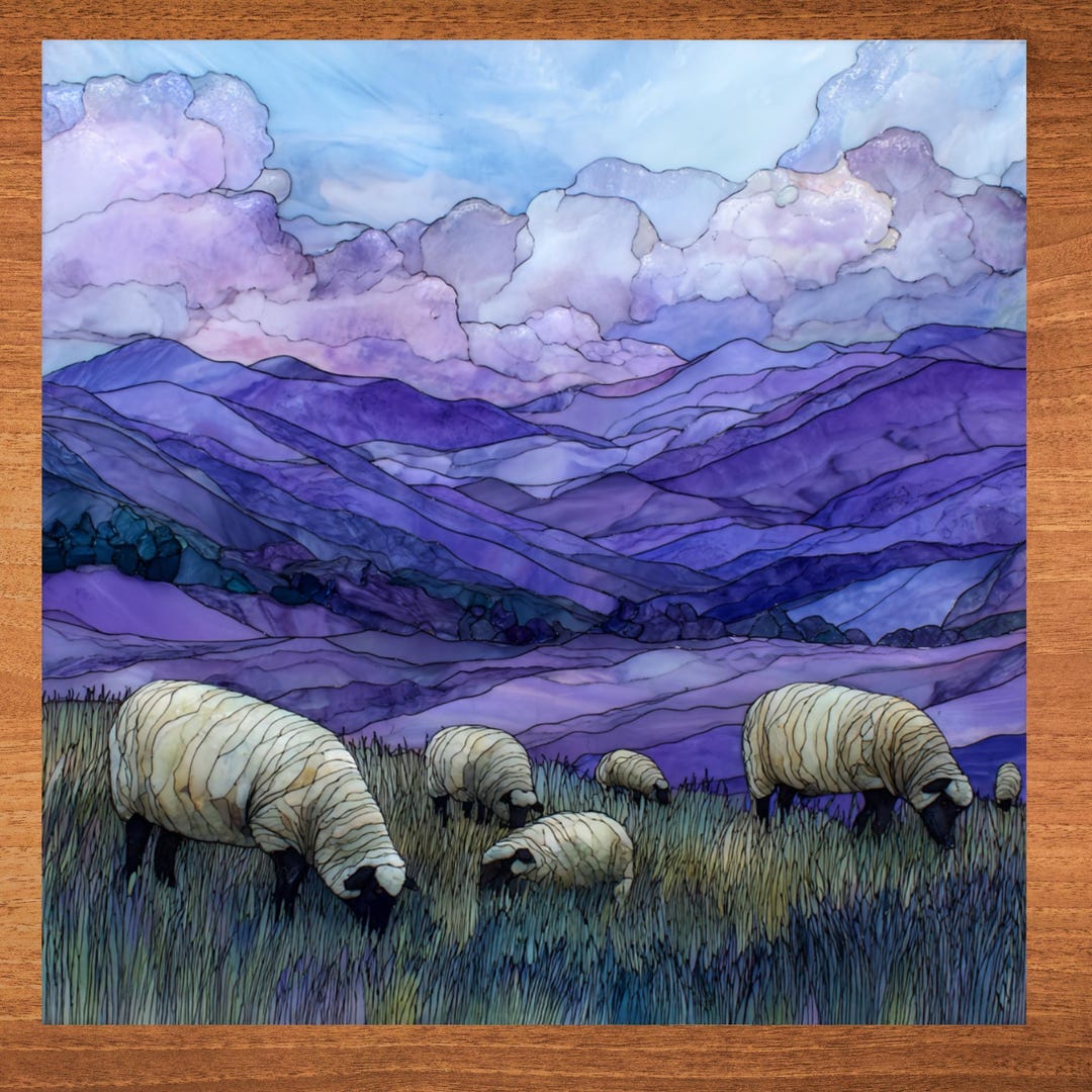 Lavender Mist Sheep Decorative Art Tile - Ceramic Tile Infused With ...