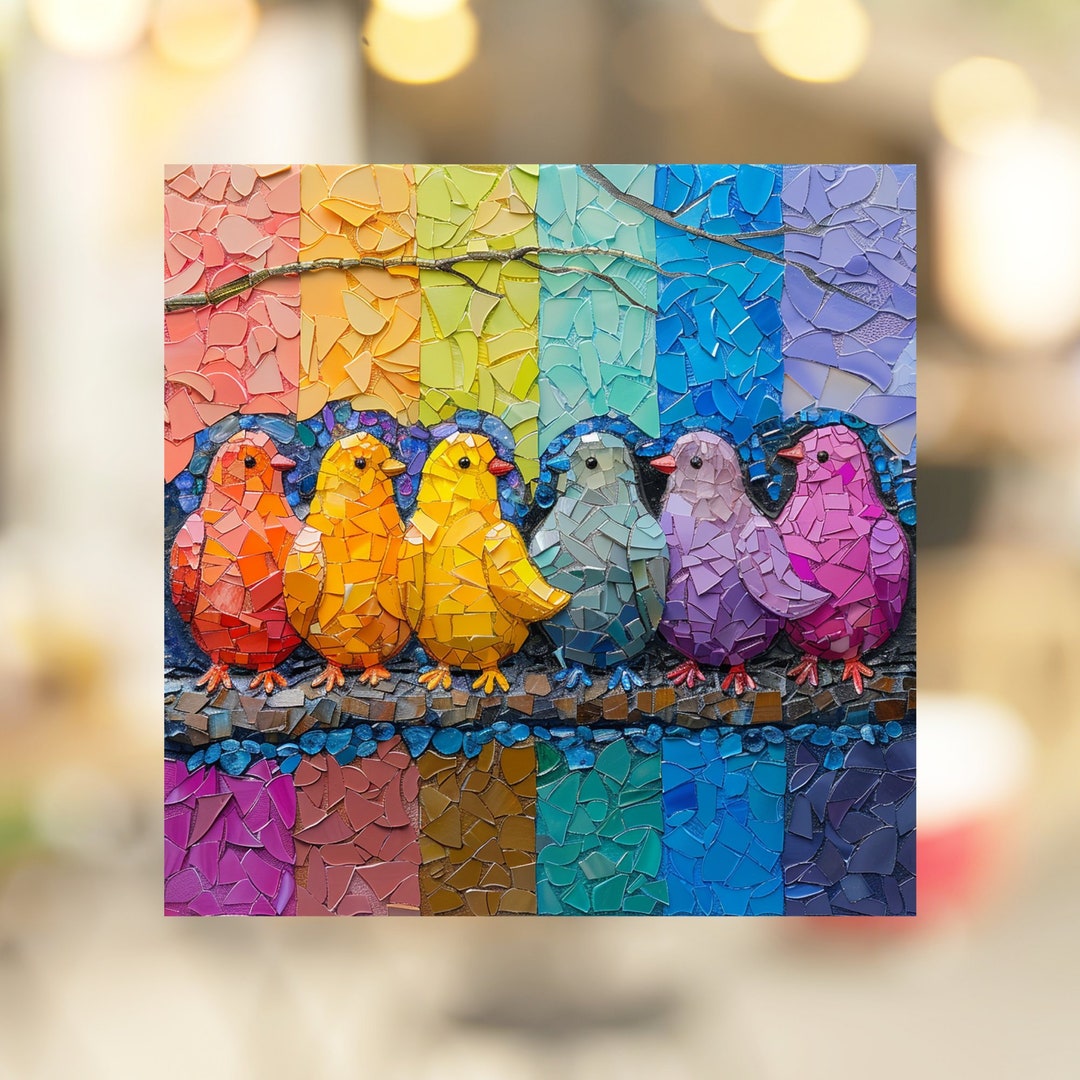 Row Easter Peeps Easter Stained Glass Window Cling Resurrection Day ...