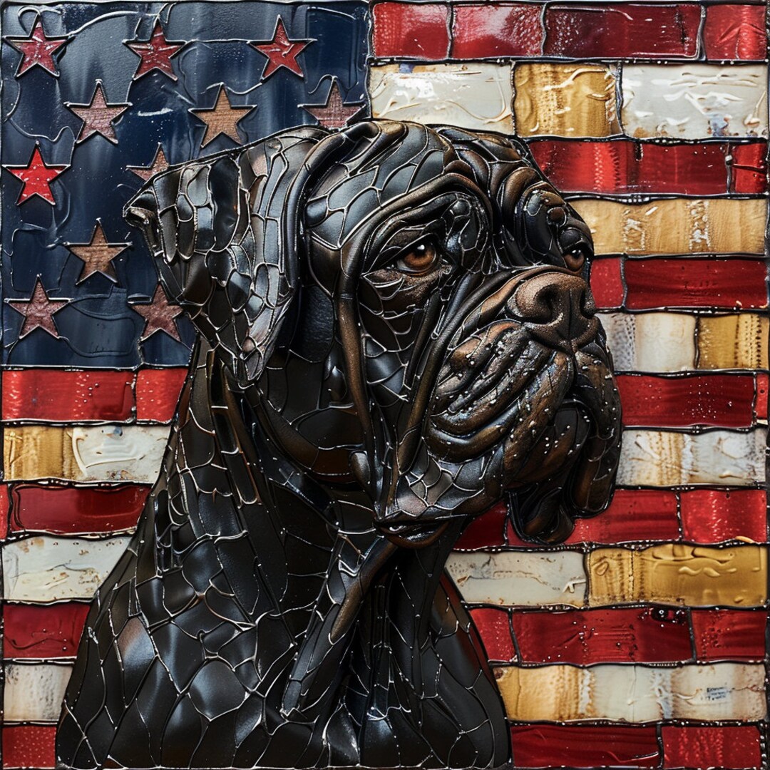 Cane Corso American Flag Stained Glass Look Art on Glossy Ceramic ...