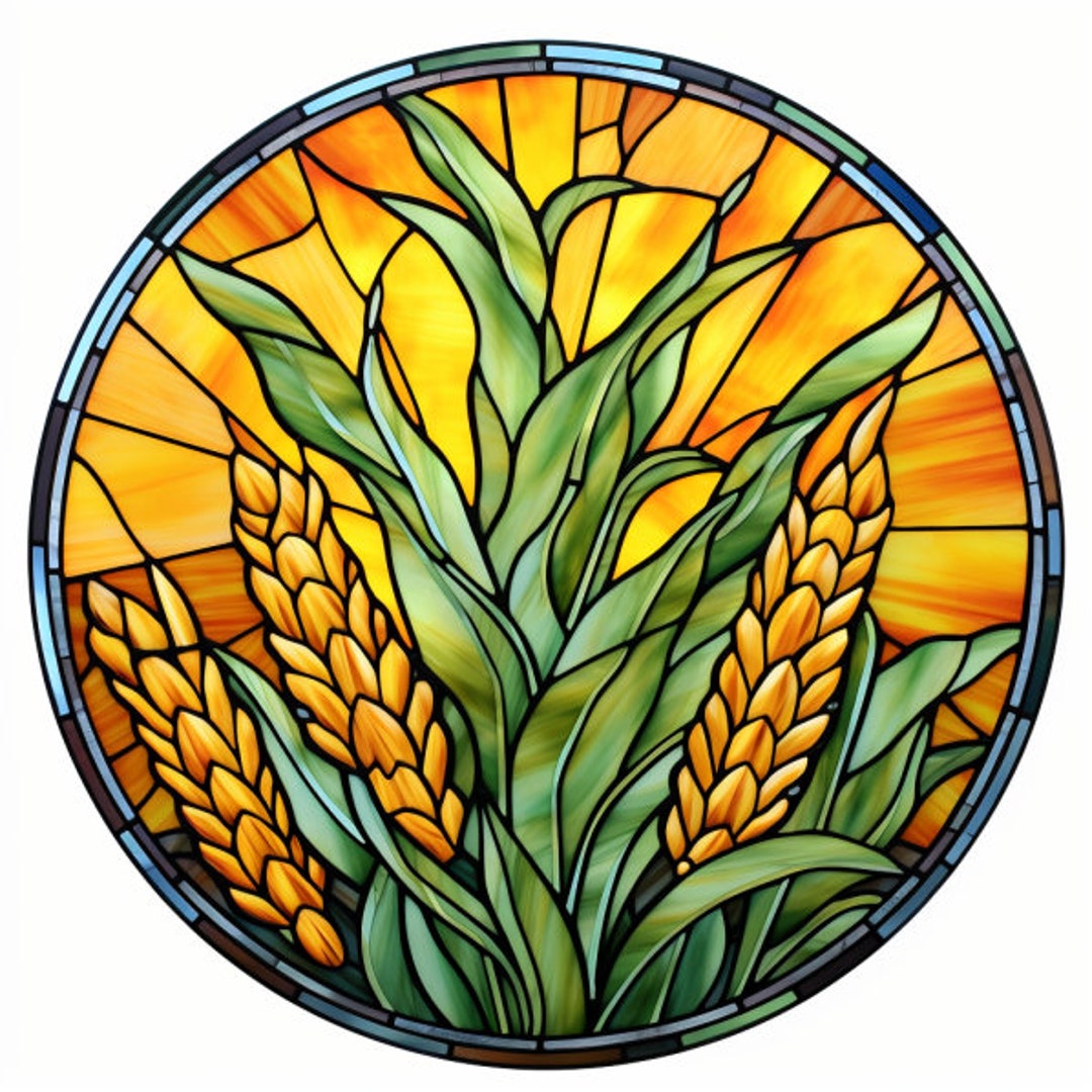 Corn Harvest Stained Glass Window Cling Fall Decor Vinyl Window Decal ...
