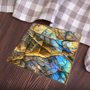 Labradorite Ceramic Art Tile Decorative Glossy Tile for Bookshelf Book ...