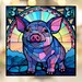 Pig Stained Glass Window Cling Window Sticker Decal Vinyl Film Window ...